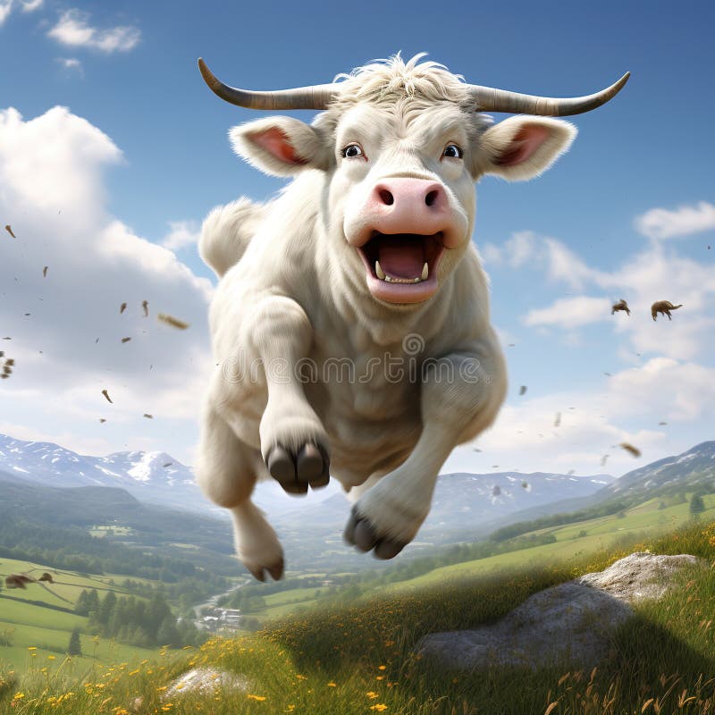 An Image of a Cow in a Good Mood Running. Farm Animals Stock Image ...