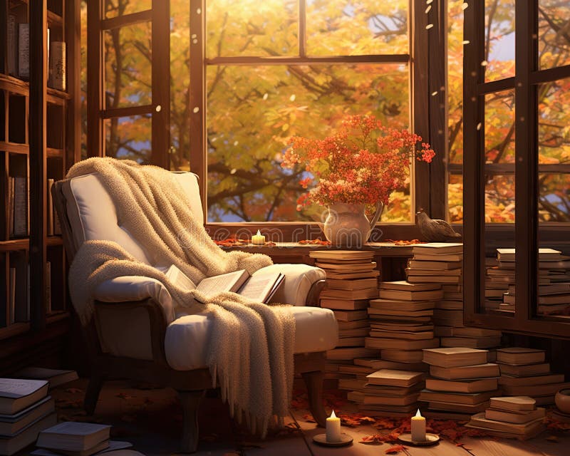 The Reading Nook is Cozy and Generative. Stock Illustration ...