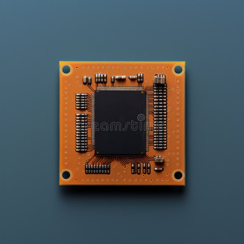 An Image of a Cpu Chip on a Blue Background Stock Illustration ...