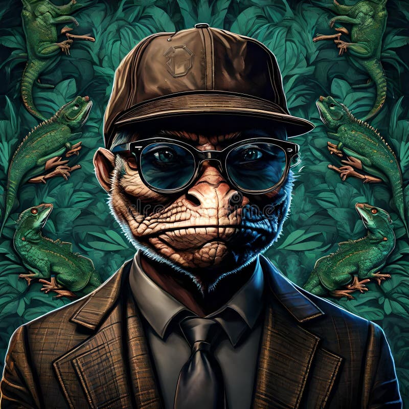 Awesome Portrait of a Humanoid Lizard Looking Front in an Attitude , 3d ...