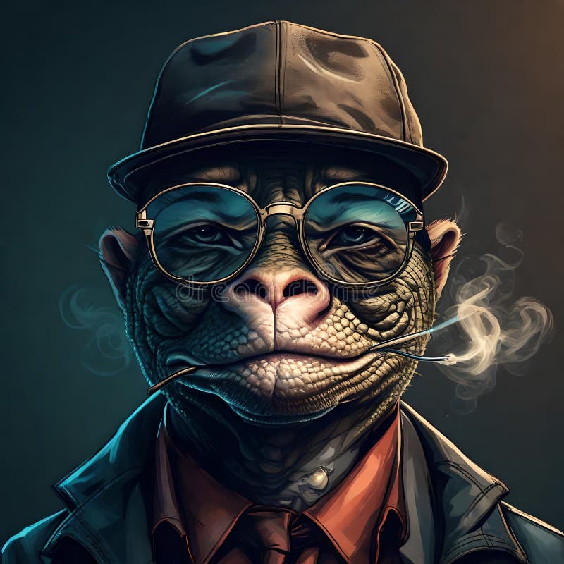 Awesome Portrait of a Humanoid Lizard Looking Front in an Attitude , 3d ...