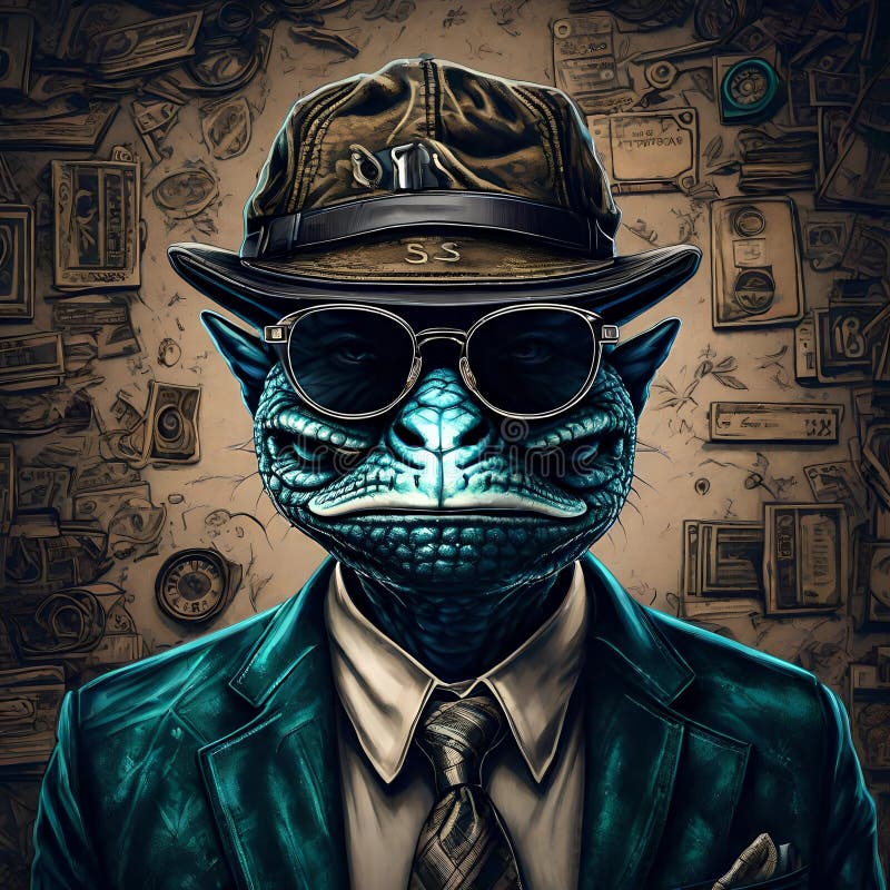 Awesome Portrait of a Humanoid Lizard Looking Front in an Attitude , 3d ...