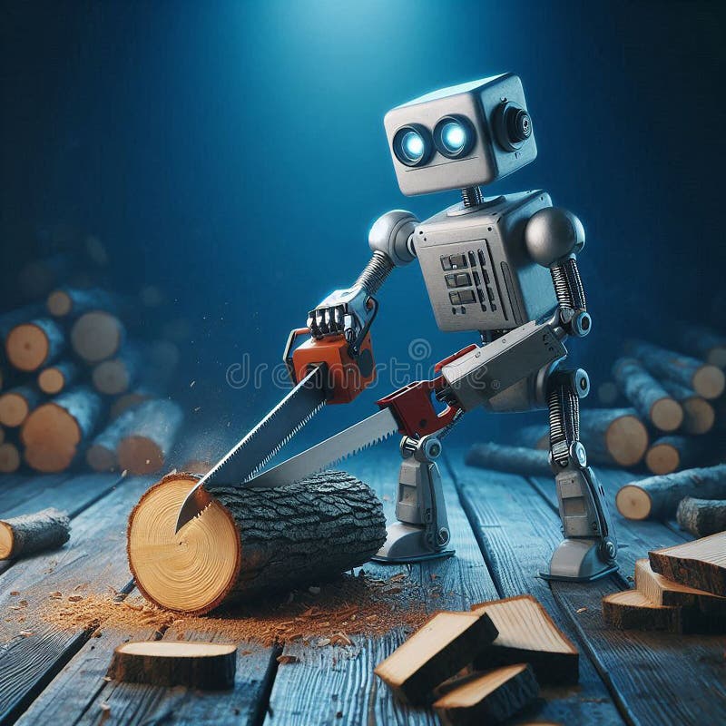 Artificial Intelligence Robot Working at Sawmill,robot Sawing Wood ...