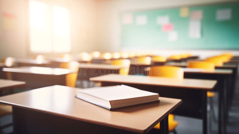 Empty Defocused University Classroom. Blurred School Class without ...
