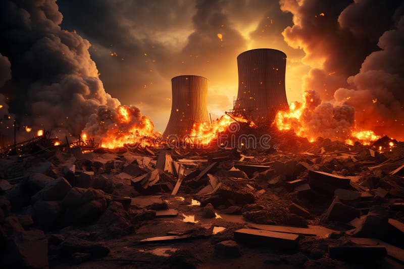 Explosion Accident at a Nuclear Power Plant. Man-made Disaster. Ai ...