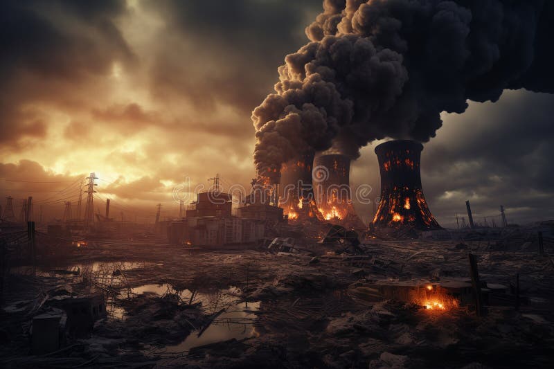 Explosion Accident at a Nuclear Power Plant. Man-made Disaster. Ai ...