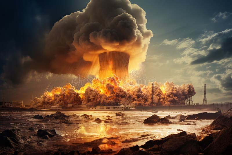 Explosion Accident at a Nuclear Power Plant. Man-made Disaster. Ai ...