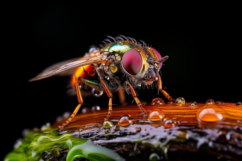 Image Created from AI, Macro Photography of Flies, Insect Stock Image ...