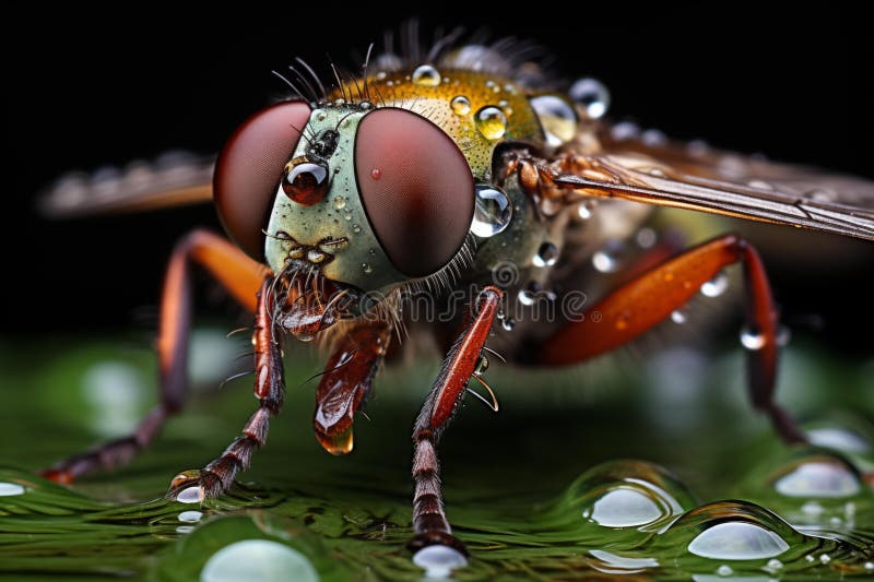 Image Created from AI, Macro Photography of Flies, Insect Stock ...