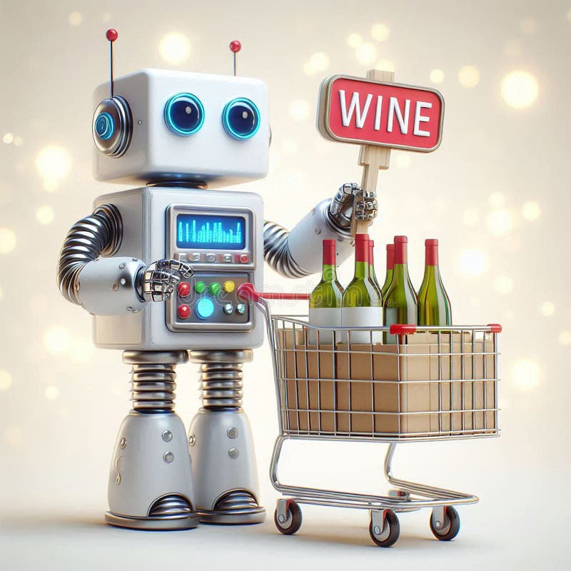 Smart Robot Works in an Advertising Agency, Robot Makes Wine Ads Stock ...