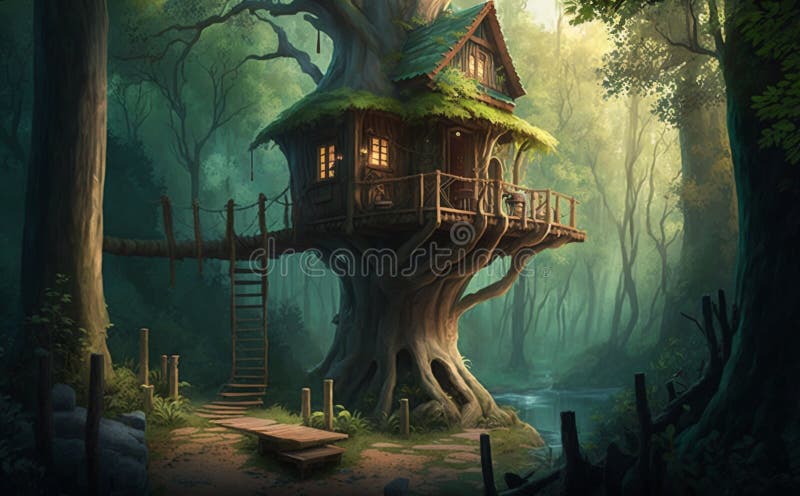 Fantasy Tree House Stock Illustrations – 15,542 Fantasy Tree House ...