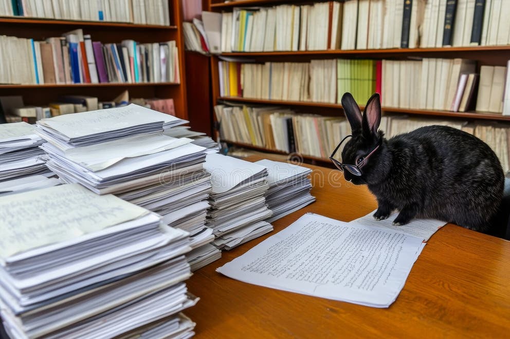 An Image Created with Generative AI Depicts a Rabbit Working in an ...