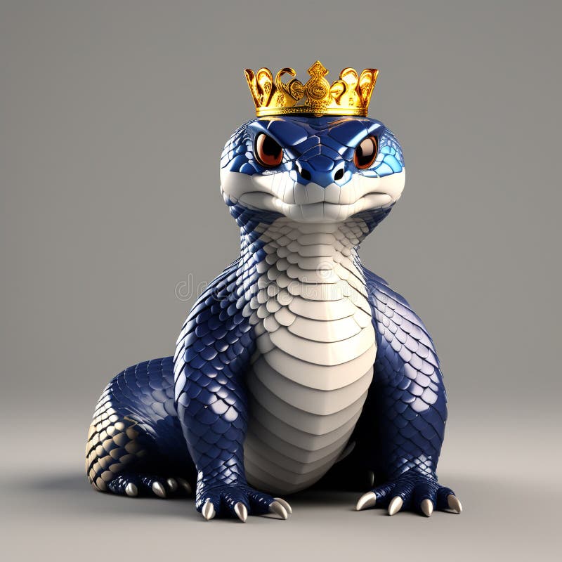 Adorable Serpent Monarch: Exquisite 3D Illustration Stock Photo - Image ...