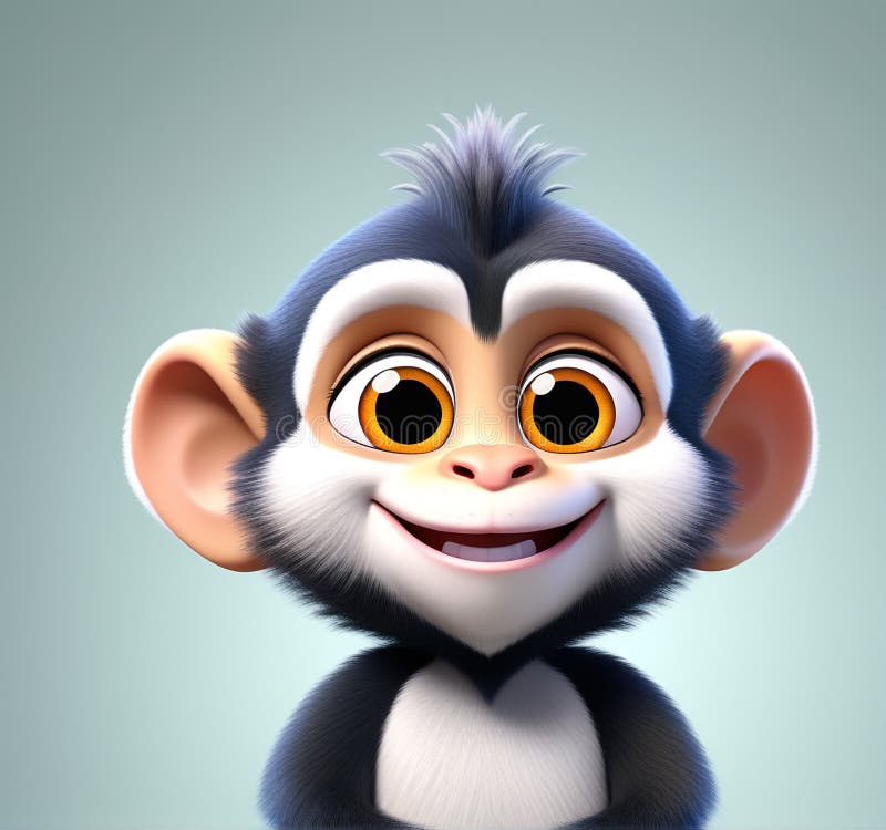 AI-Crafted Guenon Delight: Detailed 3D Beauty Stock Illustration ...