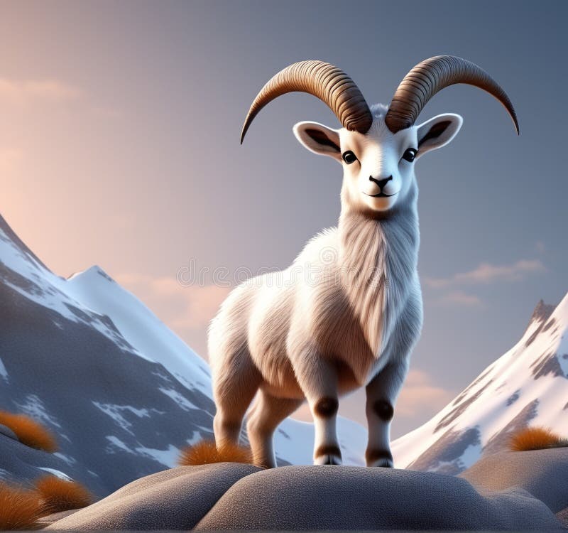 AI-Crafted Ibex Delight: Detailed 3D Beauty Stock Illustration ...