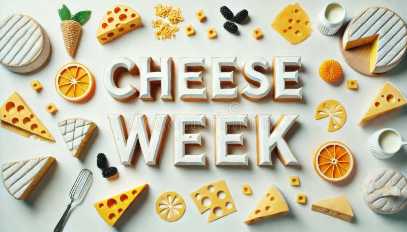 Cheese Font with Cheese Dices and Slices on a Creative Backdrop and ...