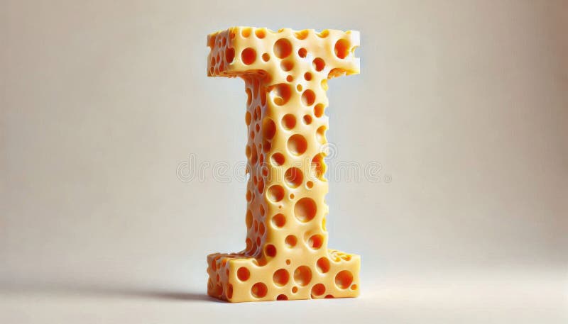 Cheese Font Letter I with Cheese Dices and Slices on a White Minimal ...