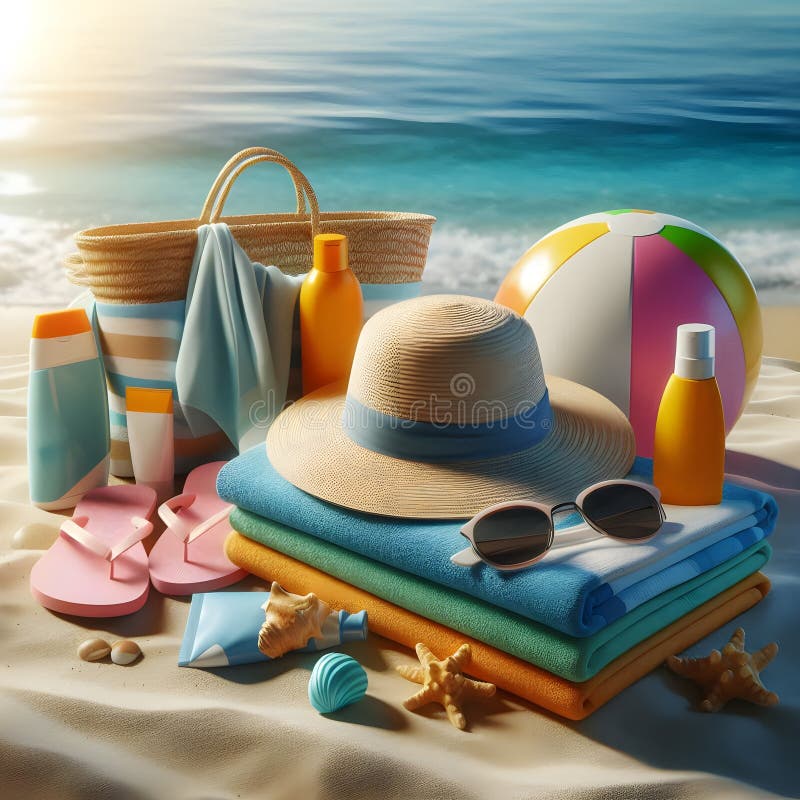 Beach day set stock illustration. Illustration of tropical - 320591293