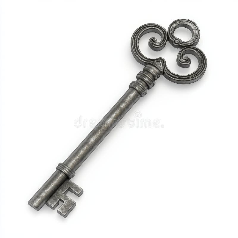 Image Creates an Image of a Silver Key, Isolated Against a Transparent ...