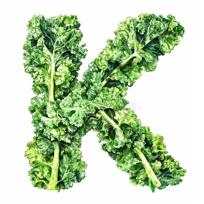 The Image is a Creative Representation of the Letter K Using Green ...