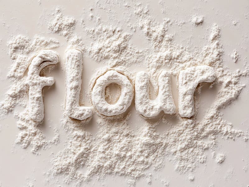 The Image is a Creative Way of Writing the Word "flour" Using Flour ...