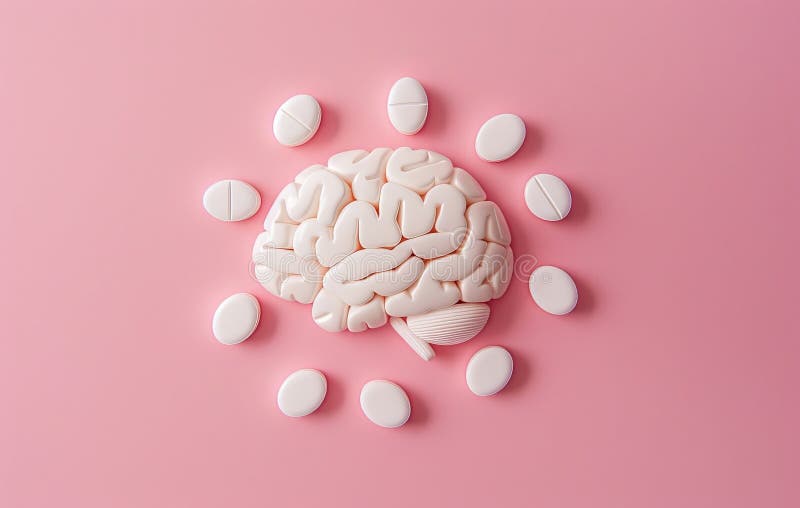 Conceptual Image of Brain Health and Cognitive Function with Pills on ...