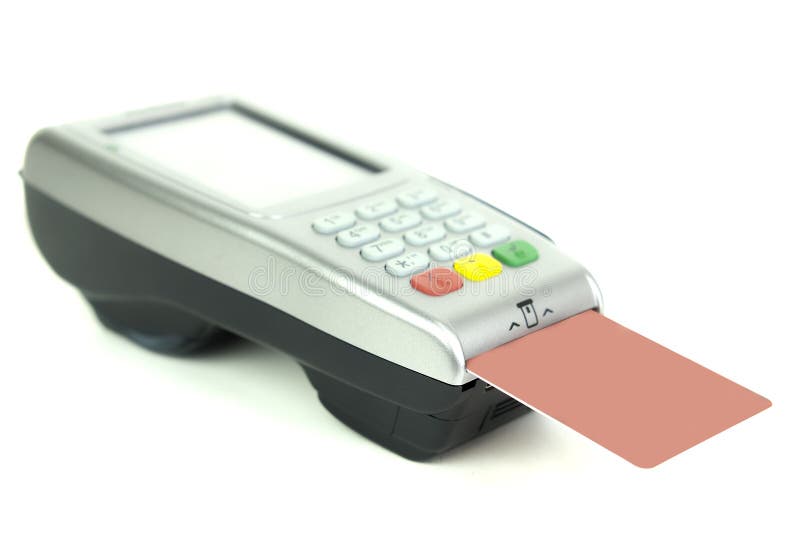 Plastic Card Reader on a Reception Table Stock Photo - Image of device ...