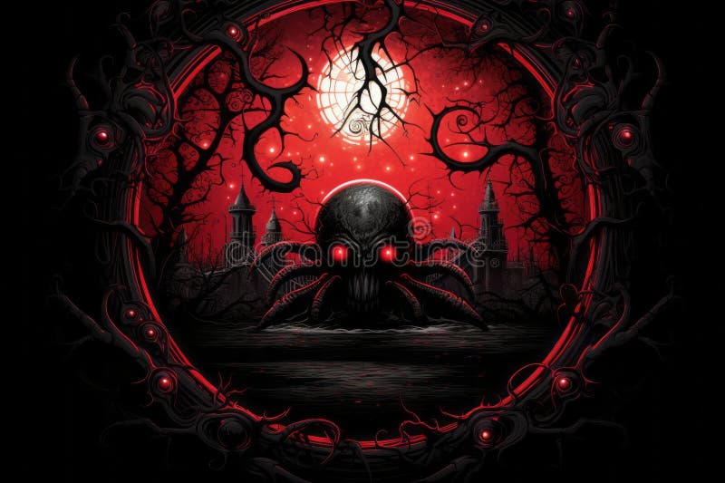 An Image of a Creepy Creature in the Dark with a Red Moon in the ...