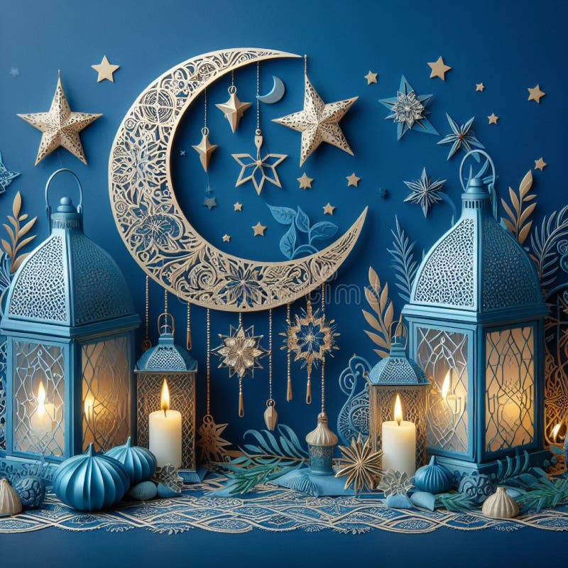An Image of the Lantern and Crescent of the Holy Month of Ramadan Stock ...