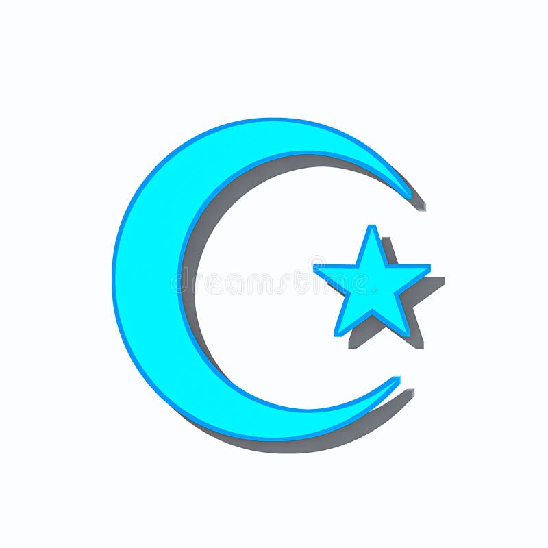Image of a Crescent Moon and Stars in Light Blue Stock Illustration ...
