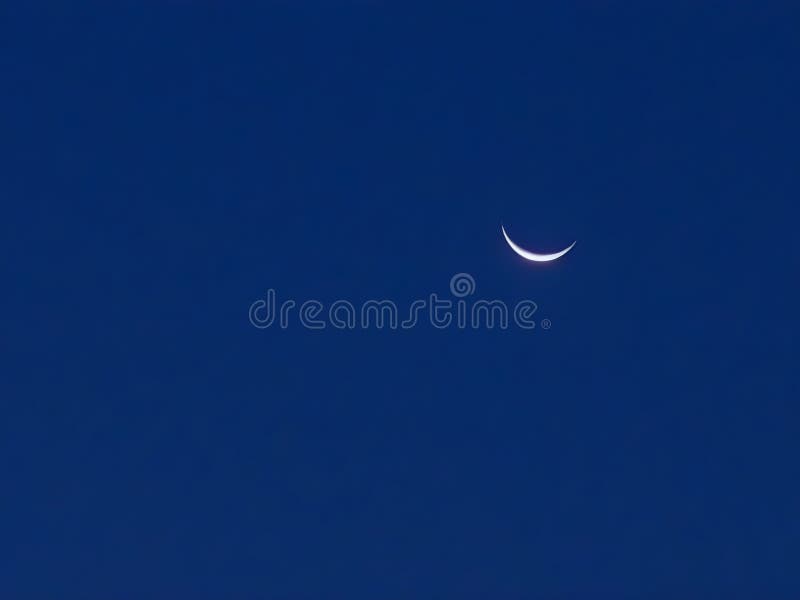 Crescent Moon View in the Blue Background. Stock Image - Image of scene ...