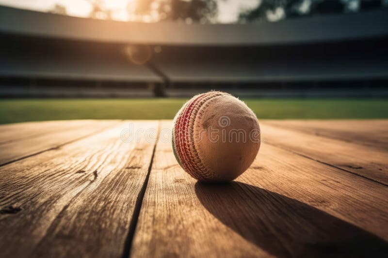 Image of Cricket Leather Ball Resting on the Stadium Generative AI ...