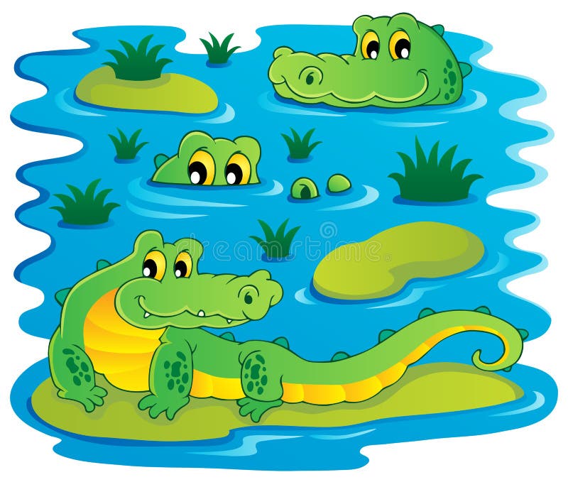 Image with Crocodile Theme 1 Stock Vector - Illustration of croc, draw ...