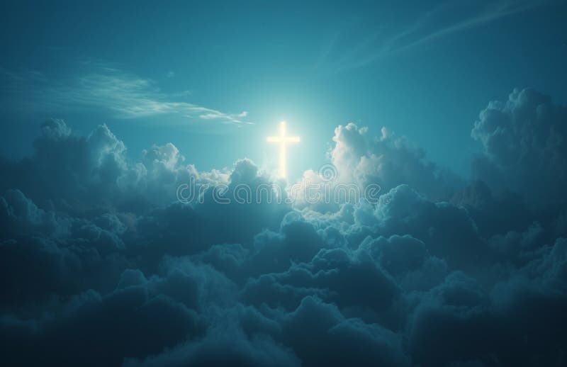 An Image of a Cross in the Cloud Stock Photo - Image of church, concept ...