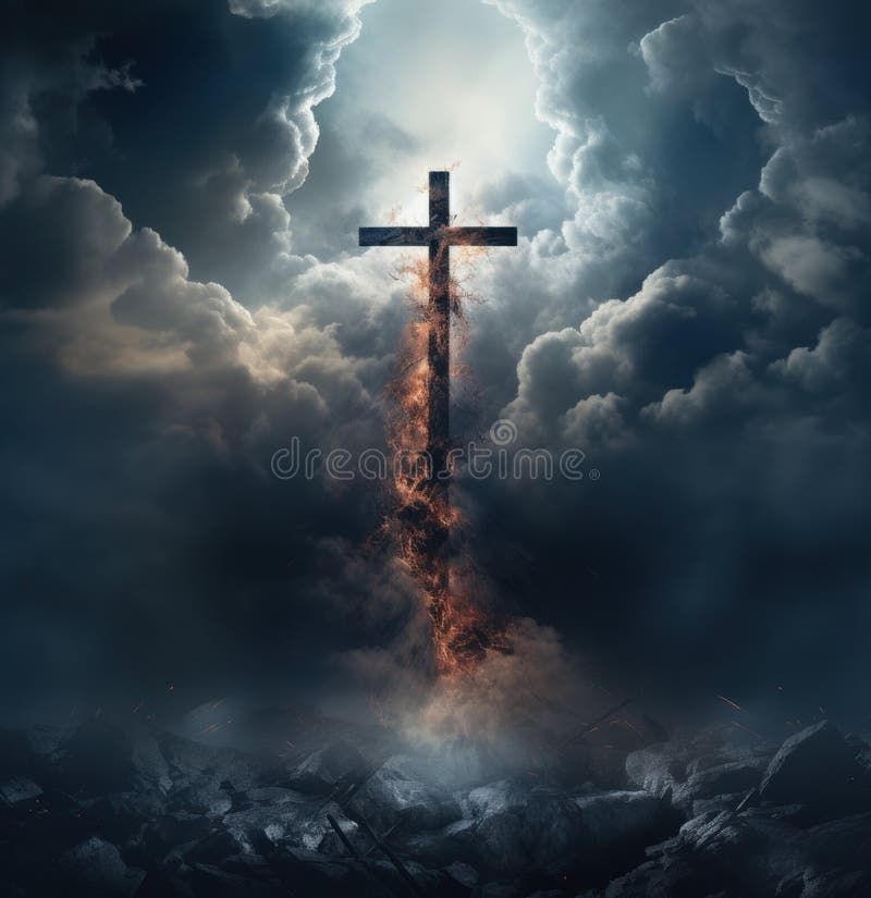 An Image of a Cross in the Clouds Stock Photo - Image of belief, blue ...