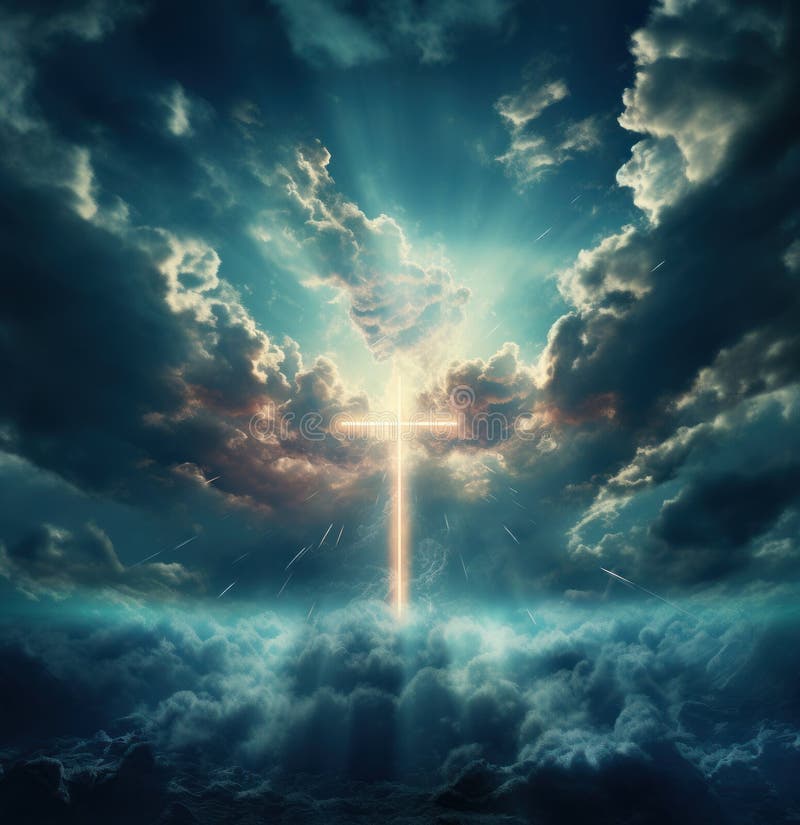 An Image of a Cross in the Clouds Stock Photo - Image of spiritual ...
