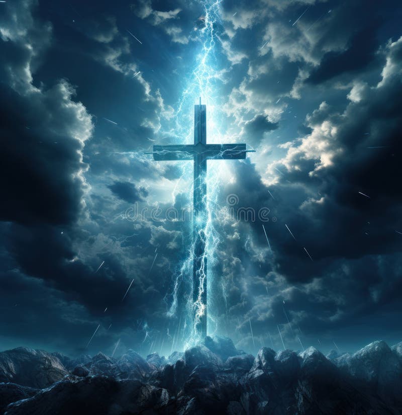 An Image of a Cross in the Clouds Stock Photo - Image of generated ...