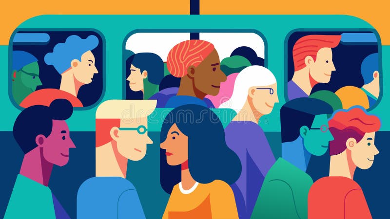 An Image of a Crowded Train with People Talking Simultaneously ...