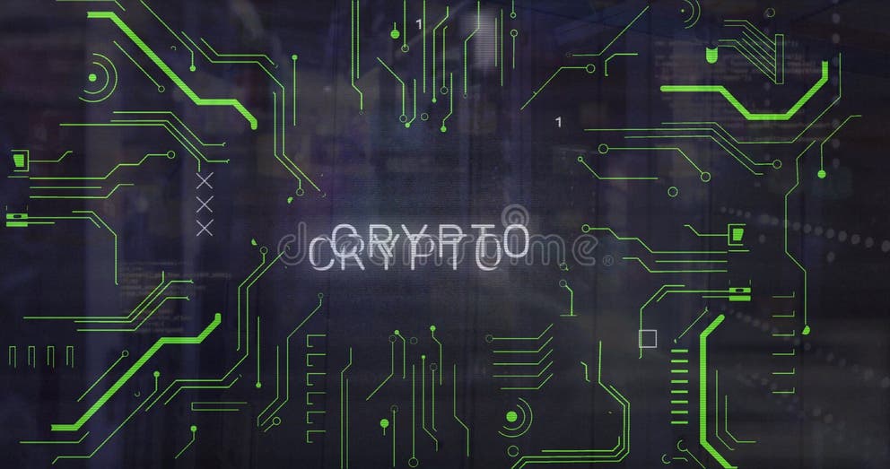 Image of Crypto Text and Binary Codes with Circuit Board Pattern Over Data Serve Room Stock ...