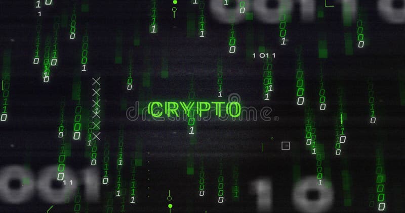 Image Of Crypto Text And Binary Coding Data Processing Over Circuit Board Stock Illustration