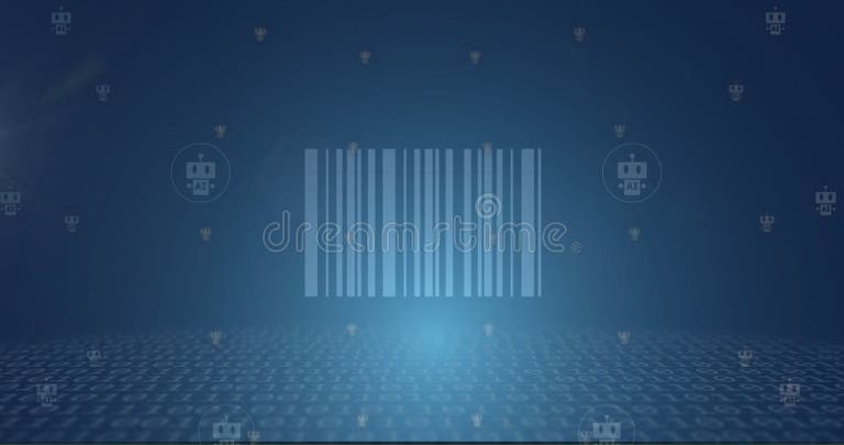 Image of Cube Bar Code and Data Processing Over Binary Coding Stock Illustration - Illustration ...