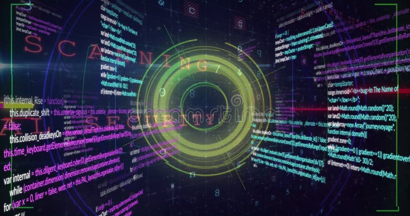 Image Of Cube In Loading Circles And Computer Language Over Letters Numbers Texts And Symbols