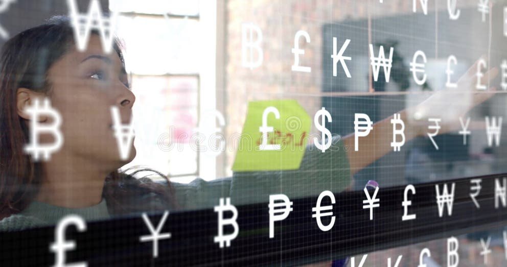 Image of Currency and Data Processing Over Diverse Business People in ...