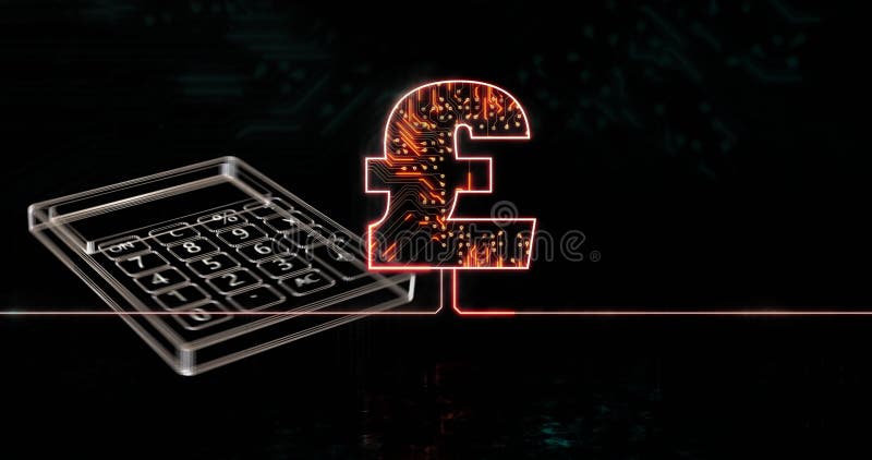 Image of Currency Pound Symbol and Calculator on Black Background Stock ...