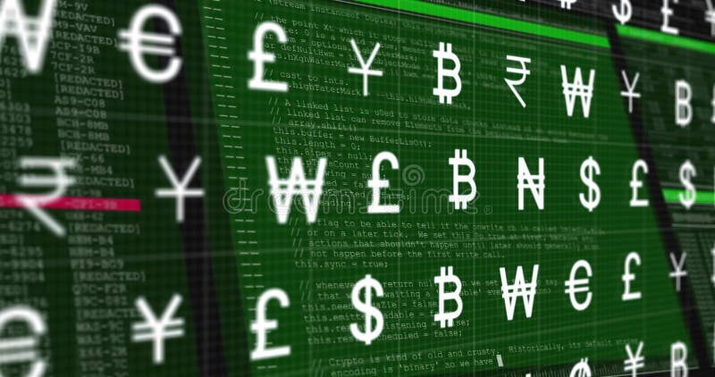 Image of Currency Symbols and Data Processing Over Screen Stock ...