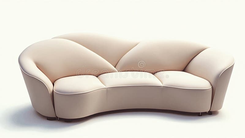 Light Pink Curved Sofa with Sectional Backrest Stock Illustration ...