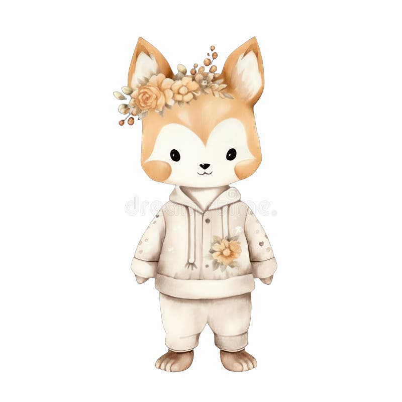 Cute Baby Boho Fox Watercolor Illustration Stock Illustration ...