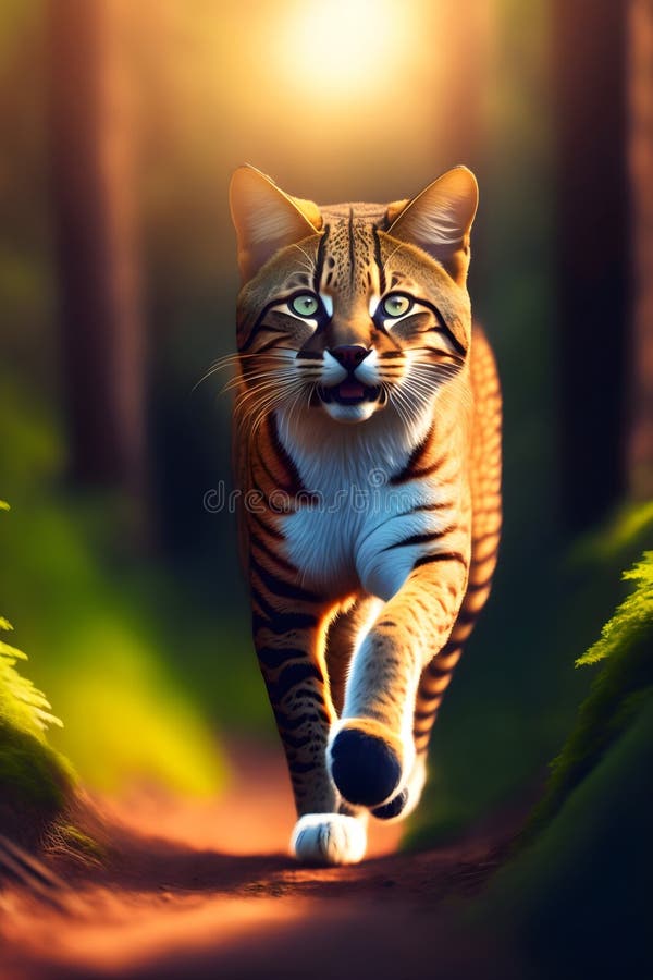 Image of the the Cute Happy Domestic Cat Loitering at the Park during ...