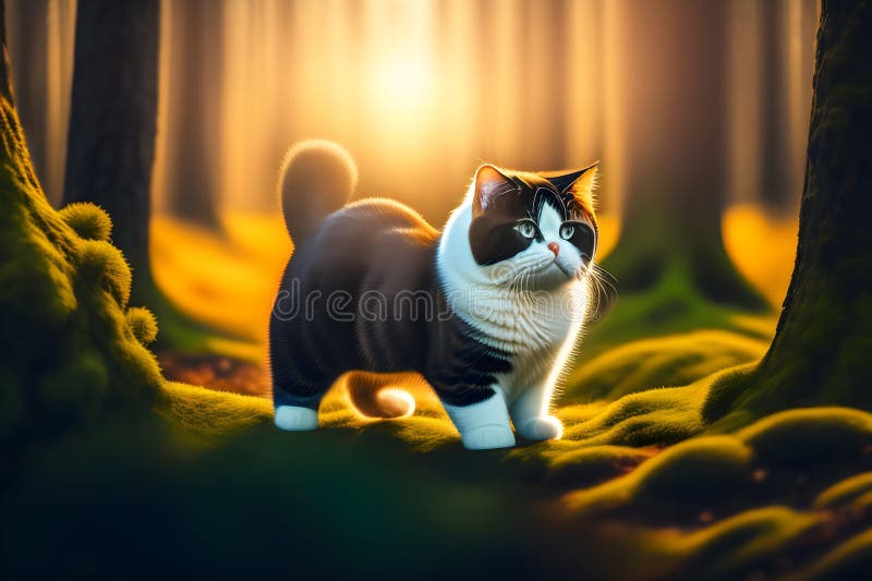 Image of the the Cute Happy Domestic Cat Loitering at the Park during ...