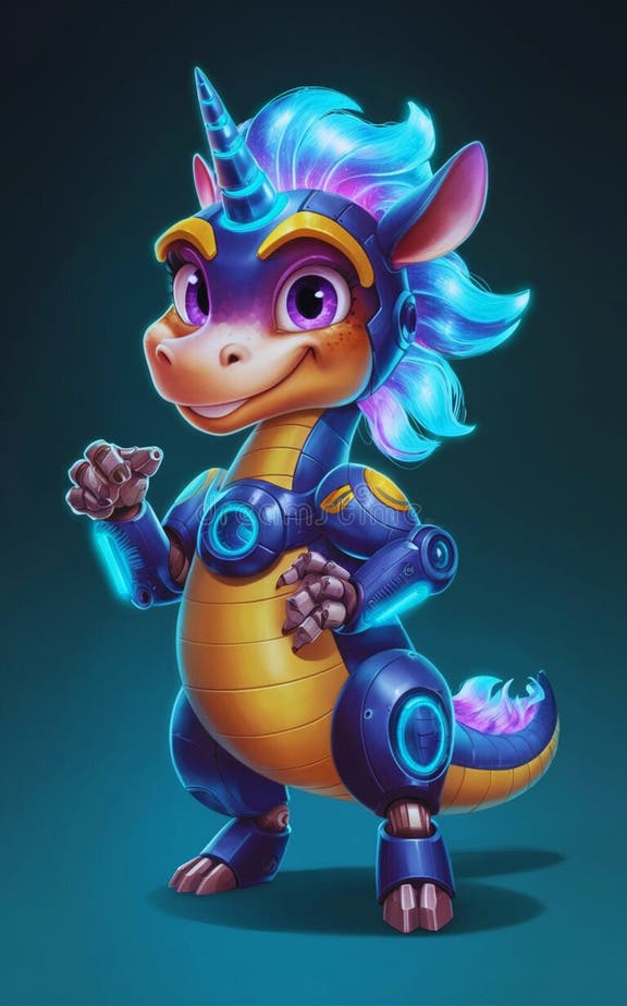 Image of Cute Multi Colour Dragon with Using Generative Ai Technology ...